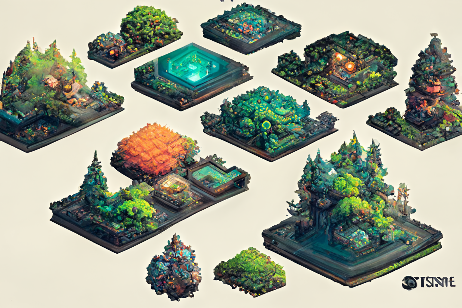 Midjourney prompt: top down isometric video game ground a...