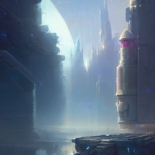 Stable Diffusion prompt: a city in space, 🌌, 4 k, artsta...