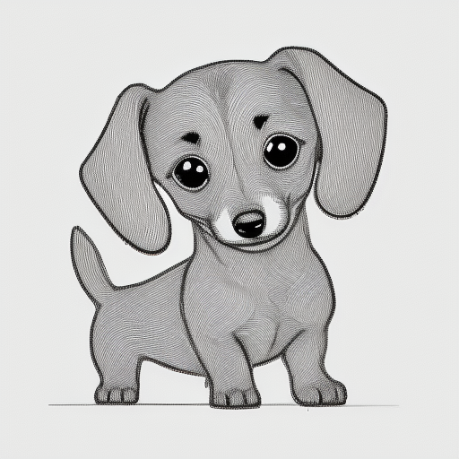 DreamShaper prompt: A drawing of a mini dachshund dog in ...