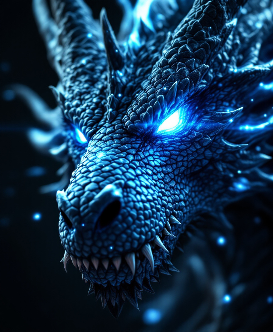 FLUX prompt: Close-up of a powerful dragon’s head, hyper-...