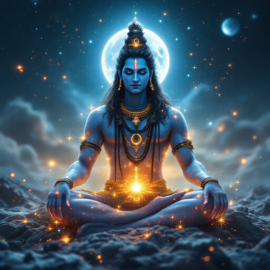 FLUX prompt: A luminous, full transparent lord shiva and ...