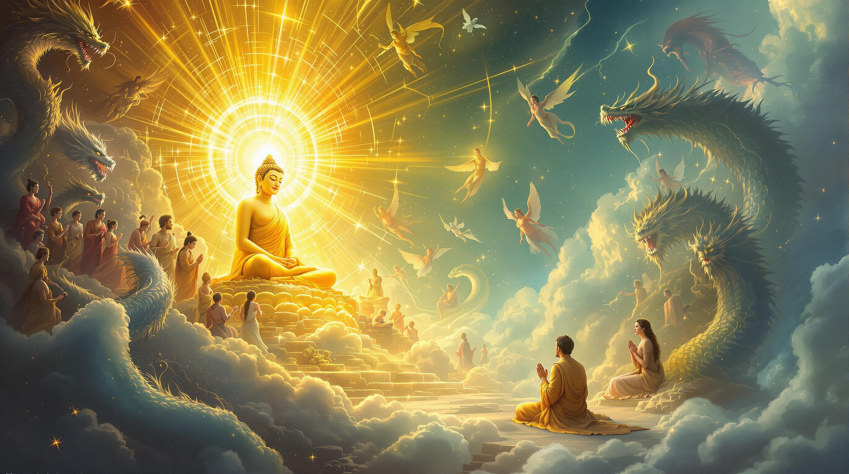 FLUX prompt: Draw: A majestic celestial scene set in Tray...