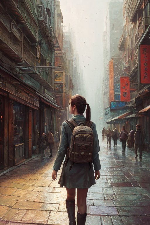 Stable Diffusion prompt: a young woman, street smiling, b...