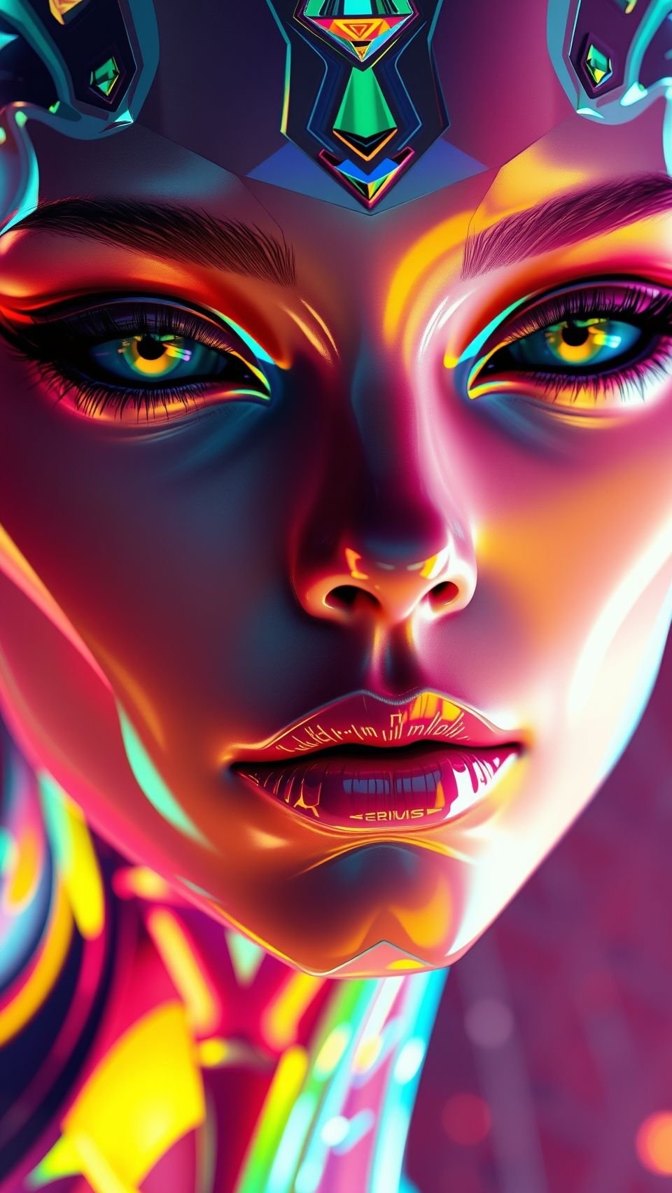 FLUX prompt: alien face of woman,prisma art style, vibran...