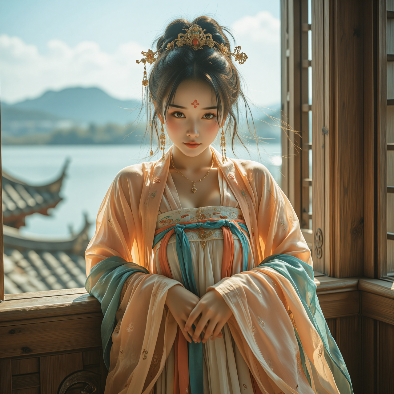 Z Image prompt: A medium shot, eye-level portrait of a be...