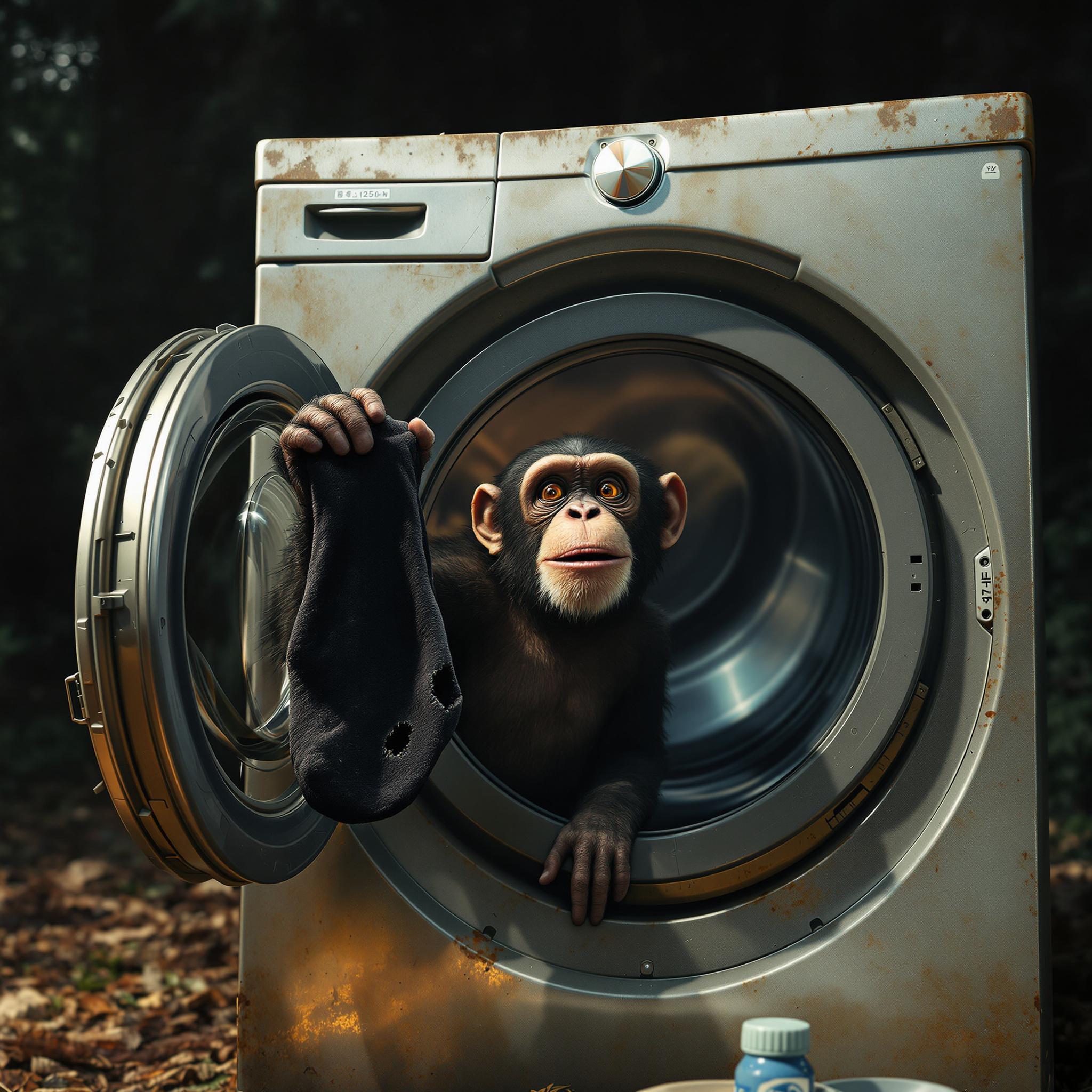 FLUX prompt: Hyper-realistic image of a chimpanzee standi...