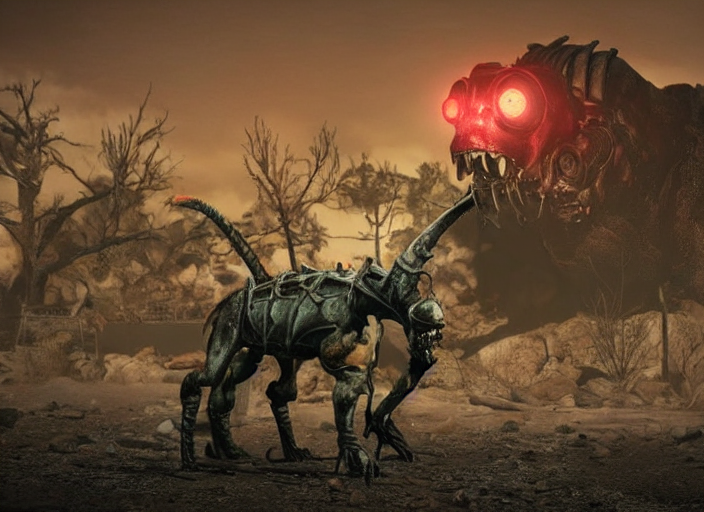 Stable Diffusion prompt: a fallout new vegas deathclaw!!