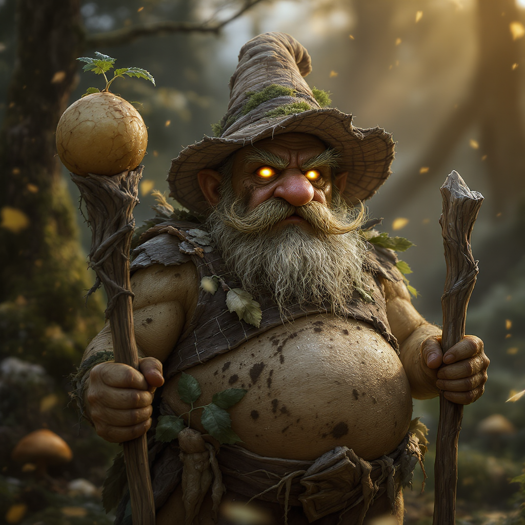 FLUX prompt: “Hyperrealistic fantasy earth mage, resembli...