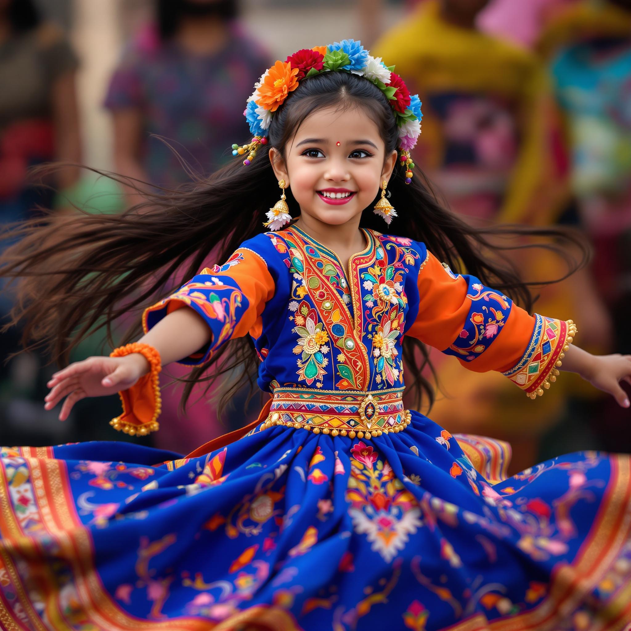 FLUX prompt: The image captures a young girl in vibrant t...