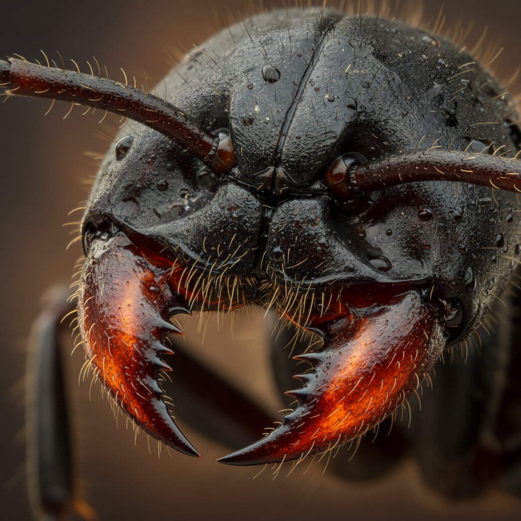Nano Banana prompt: "Extreme close-up of an ant’s mandibl...