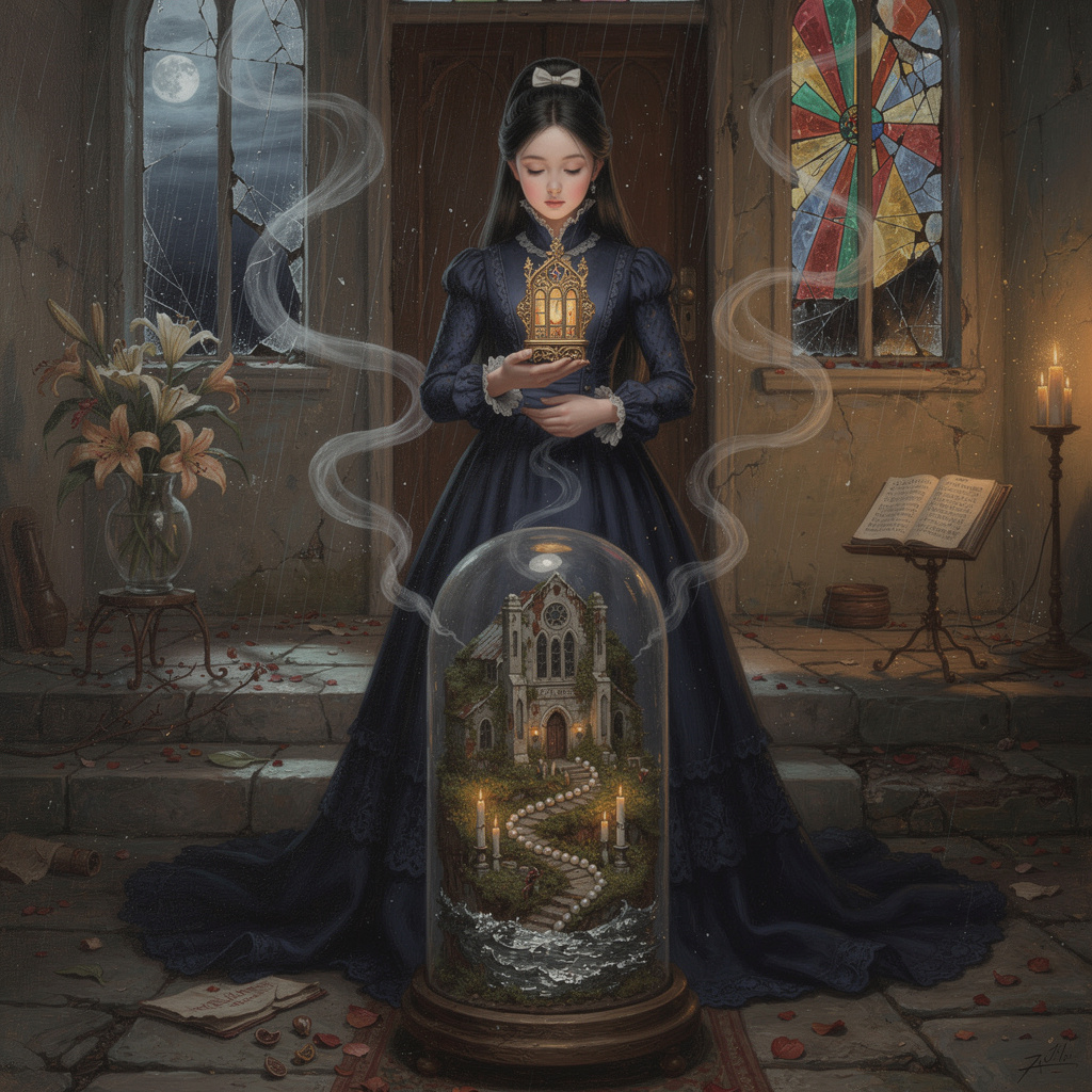 FLUX prompt: Crie uma imagem surreal de um tableau em uma...