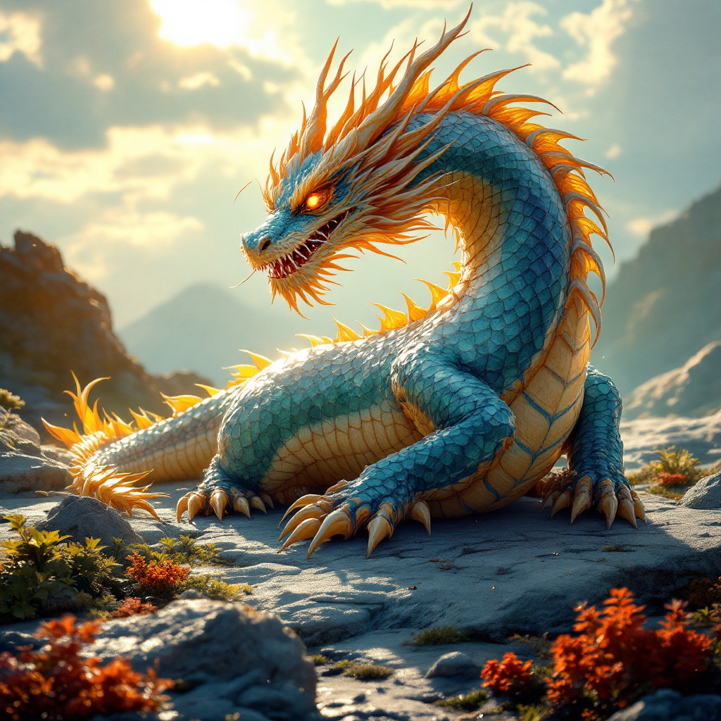 FLUX prompt: An Amphiptere Dragon in all of its splendor ...
