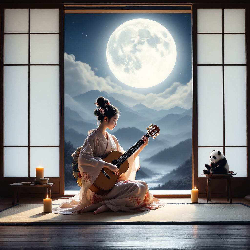FLUX prompt: Full body view of a traditional Japanese gei...