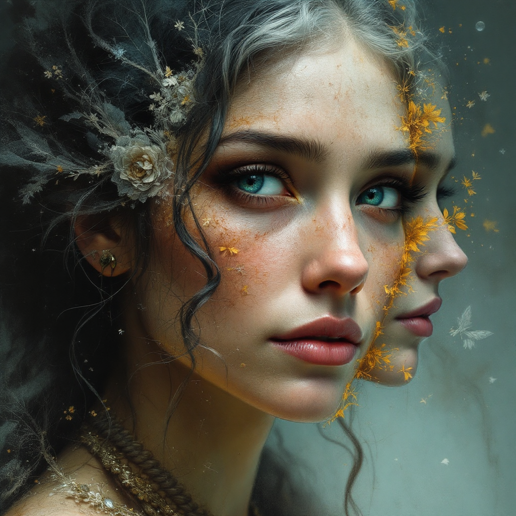 FLUX prompt: Prompt 18: "Envision a woman in a high-fanta...