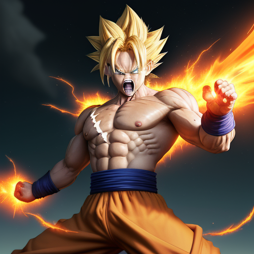 DreamShaper prompt: Dbz: Goku like character, extra long ...