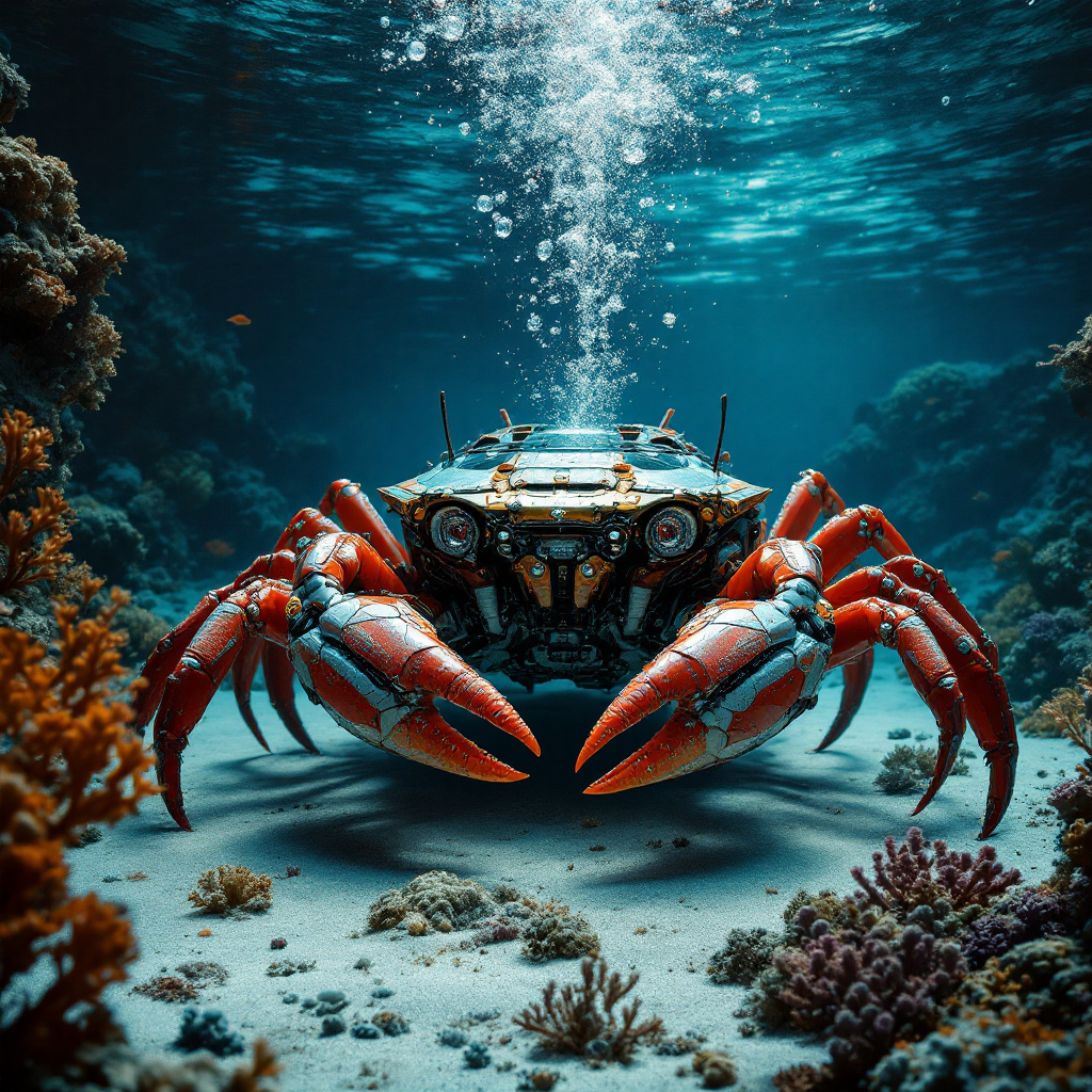 FLUX prompt: Underwater (Ferrari Roma as mechanical vehic...