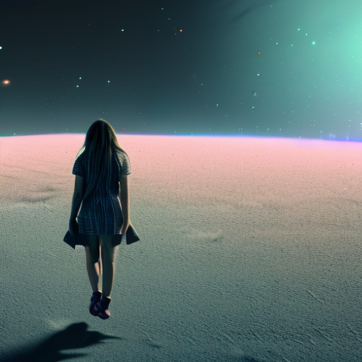 Stable Diffusion prompt: girl walking on the starlight, d...
