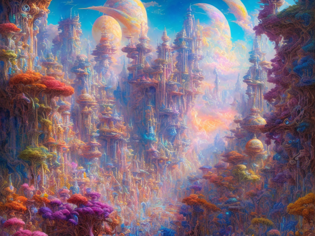 Openjourney prompt: A vibrant, colorful world of the futu...