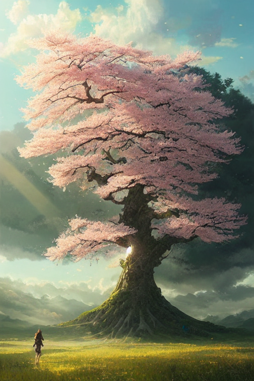 Stable Diffusion prompt: a single colossal cherry blossom...