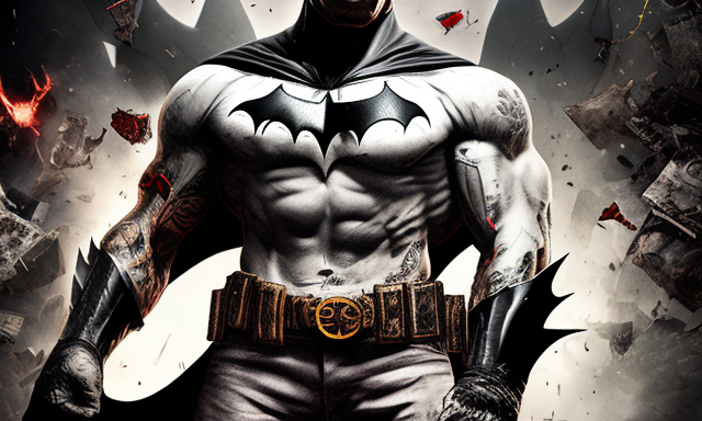 Openjourney prompt: Batman in destroyed style (hero stren...