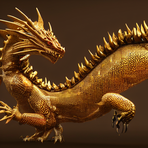 Stable Diffusion prompt: a living dragon with golden scal...