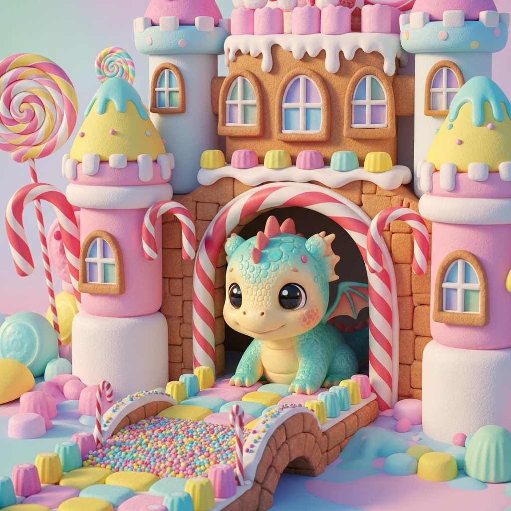 Google Imagen prompt: A charming 3D model depicts a cute ...