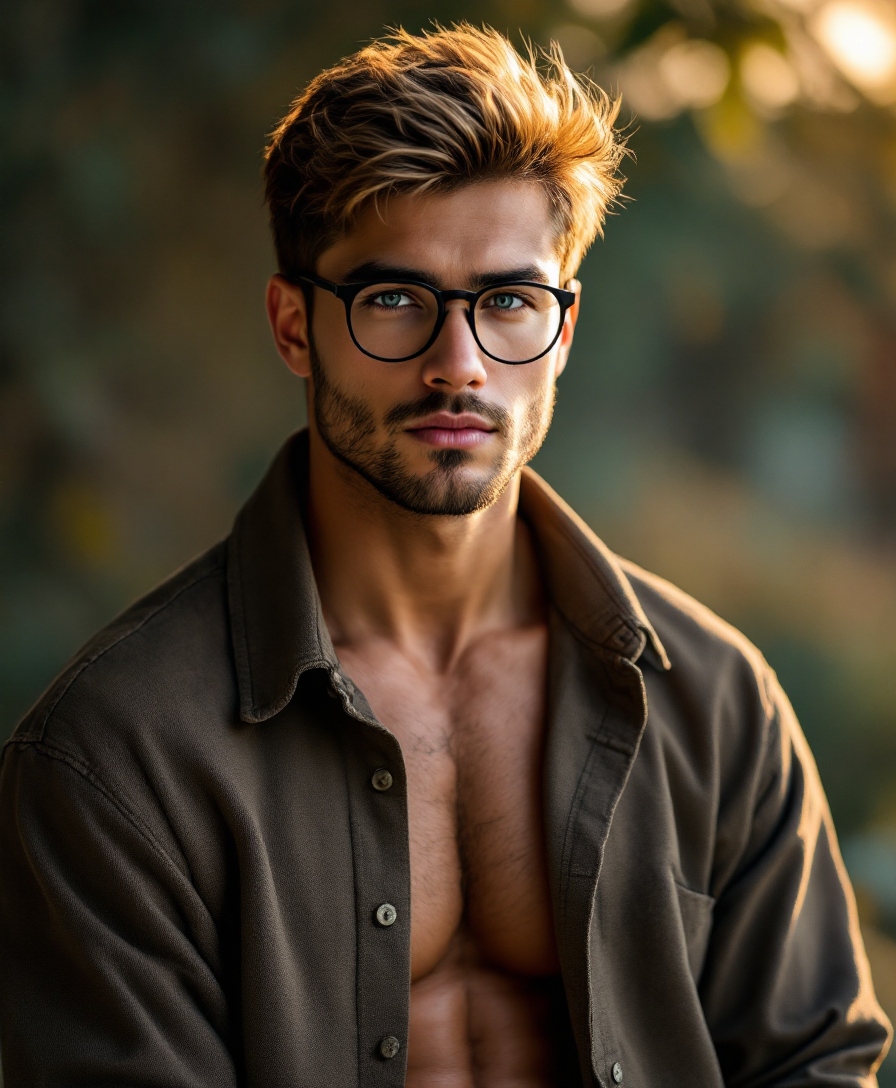 FLUX prompt: 33-year-old Indian male, black glasses on ey...