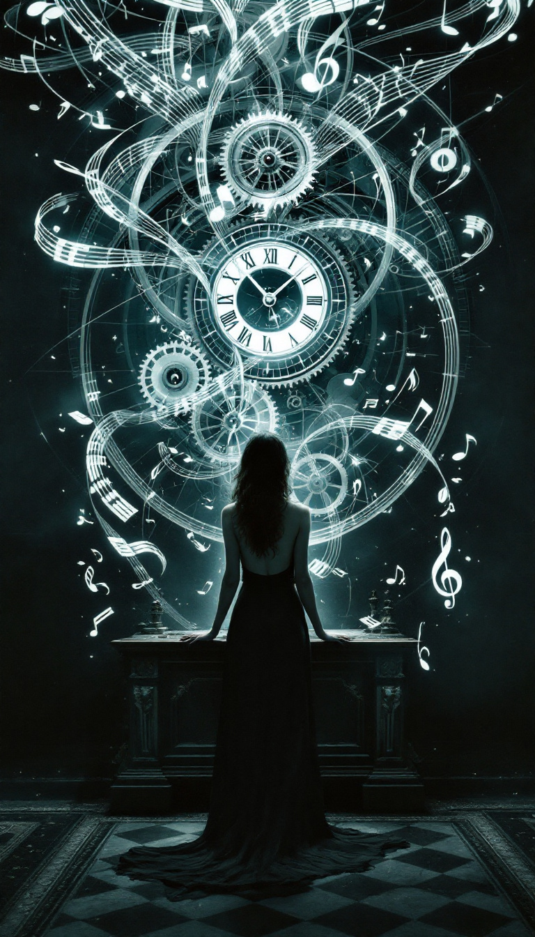 FLUX prompt: A poignant, full-body reflection of a woman ...