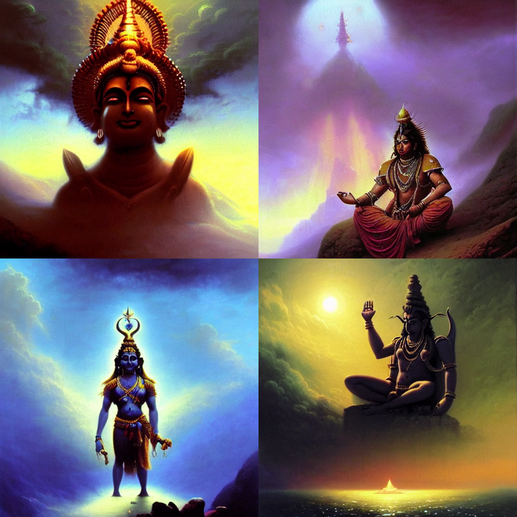 Stable Diffusion prompt: An epic majestic hindu god Shiva...