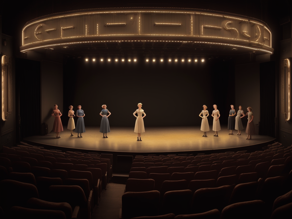 DreamShaper prompt: a white sign on a small old theater s...