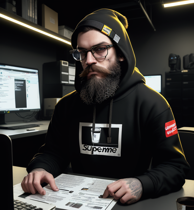 DreamShaper prompt: hacker, darkroom, coder, computer, ma...