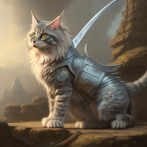 Openjourney prompt: A detailed full length of grey mainec...