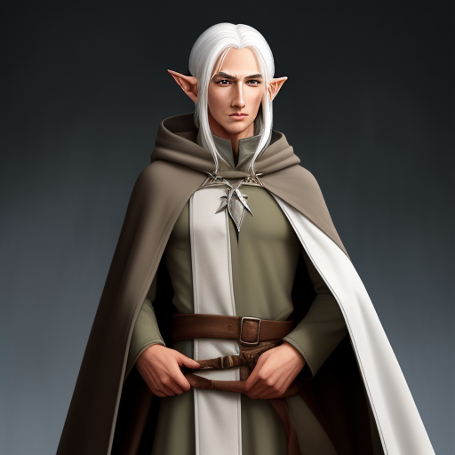 DreamShaper prompt: A White hair elf, spy, with tan skin,...