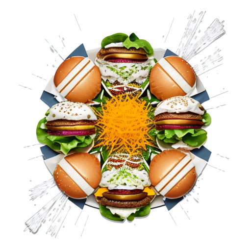 DreamShaper prompt: Flying food photography with [Two Bur...