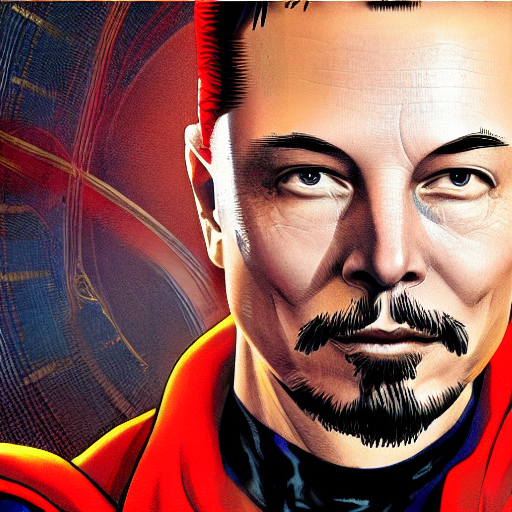 Stable Diffusion prompt: Elon Musk as Dr Strange, dof, hi...