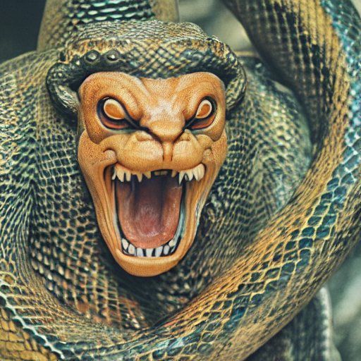 Stable Diffusion prompt: The demiurge with snake body and...