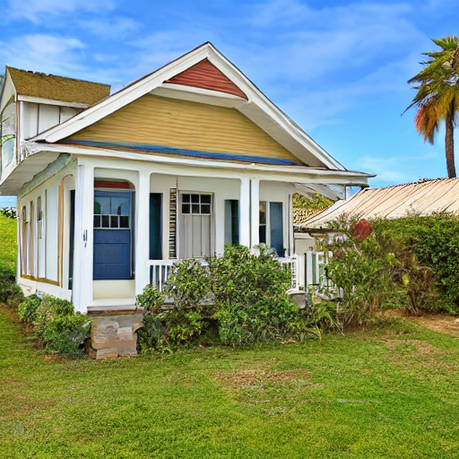 Stable Diffusion prompt: An nice quaint home near the Oce...