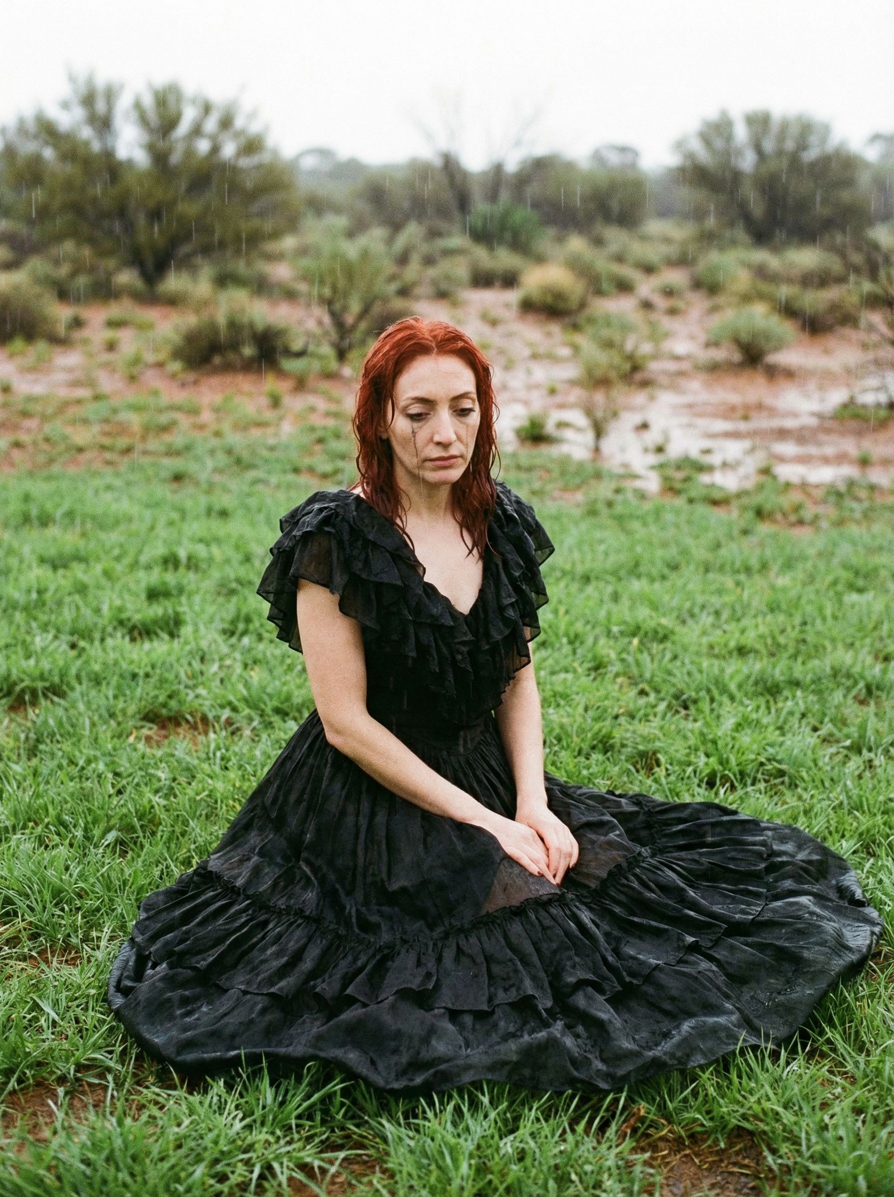 Nano Banana prompt: a woman sitting on top of a lush gree...