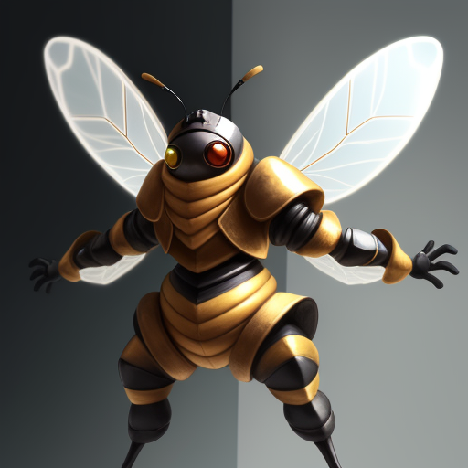 DreamShaper prompt: photo of a animated huminoid bee that...