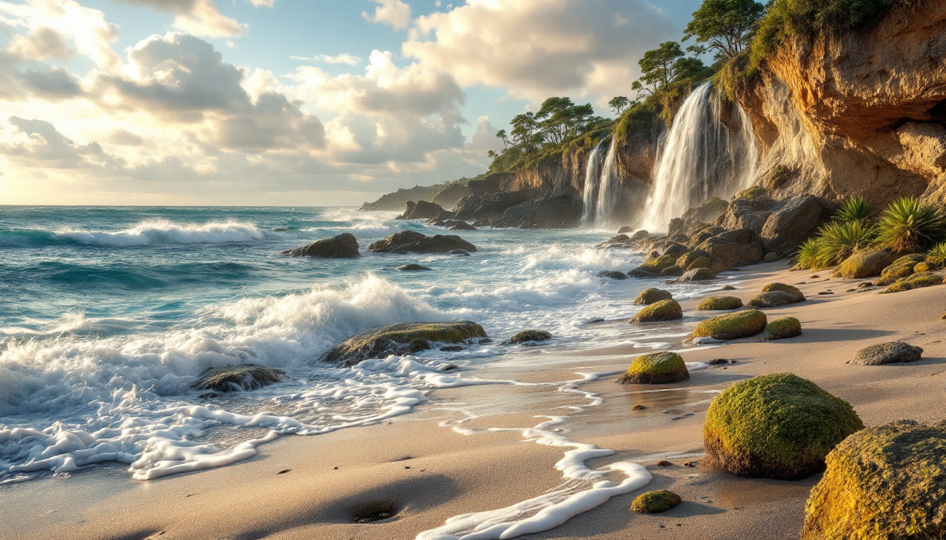FLUX prompt: a landscape of water with marine plants and...
