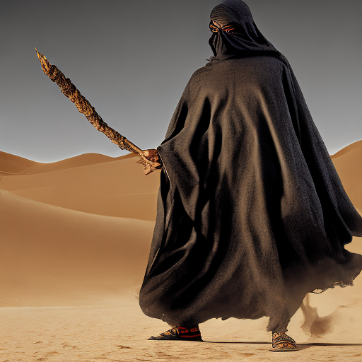 Openjourney prompt: A desert demon from hell, an Arab gua...