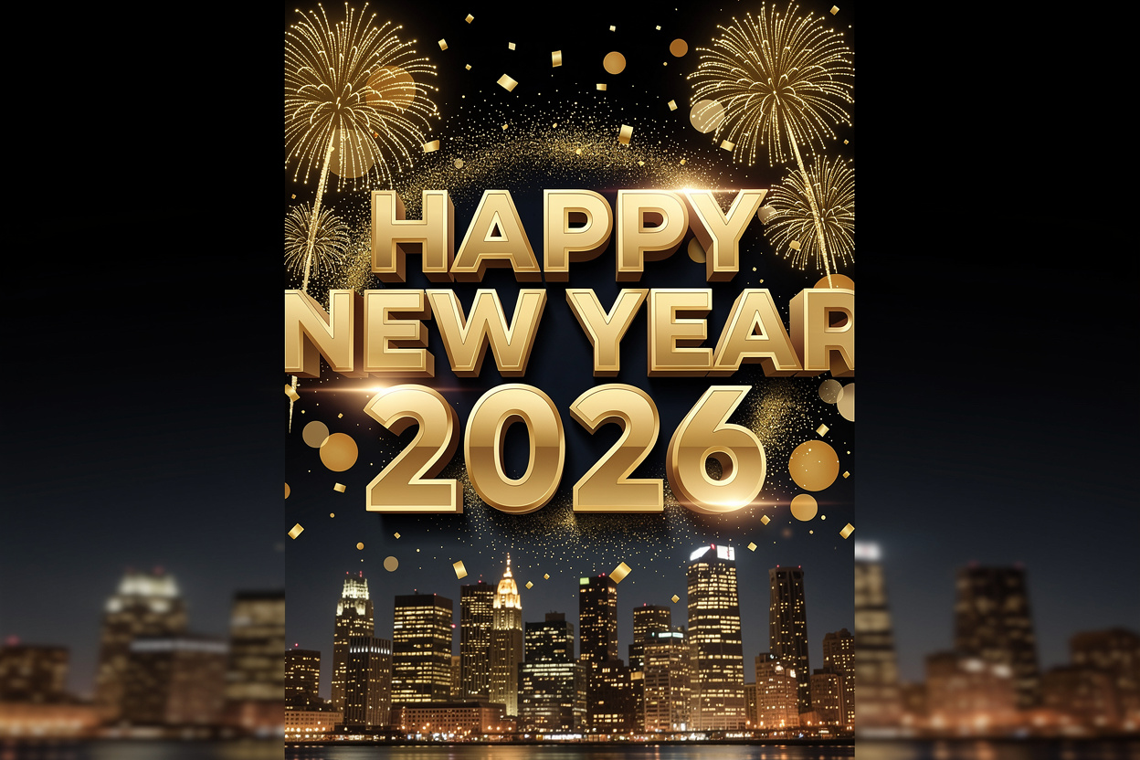 FLUX prompt: A premium New Year 2026 celebration poster d...