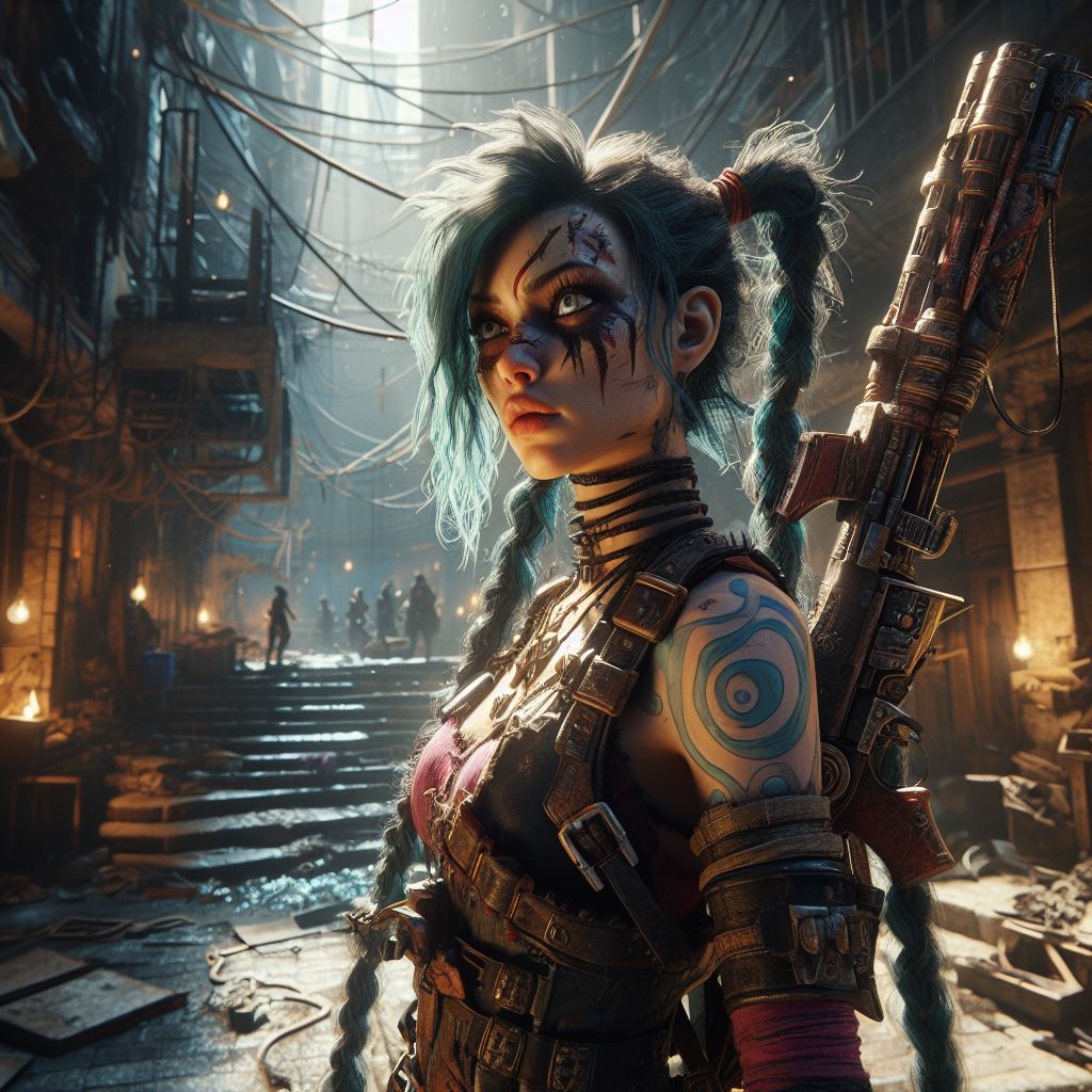 DALL·E prompt: Jinx Hyper-realistic photograph of Jinx in...