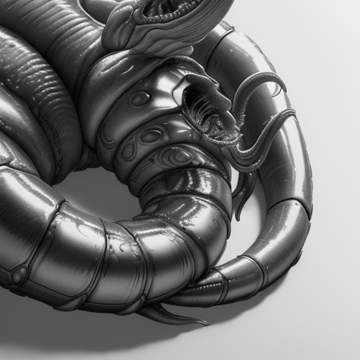 DreamShaper prompt: A pencil drawing of an alien xenomorph with large...