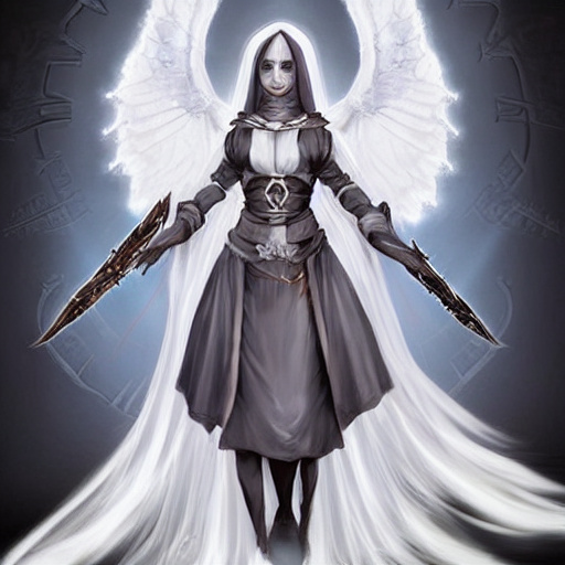 Stable Diffusion prompt: female full body angelic nun wit...