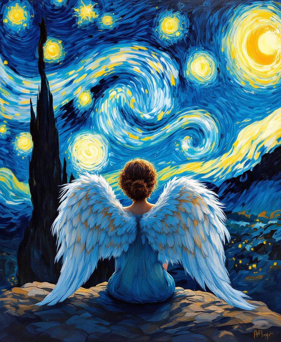FLUX prompt: Prompt Share: A beautiful angel with wings s...
