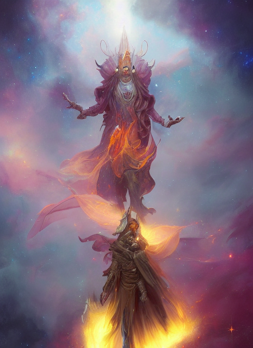 Stable Diffusion prompt: cosmic wizard with a cape, epic ...
