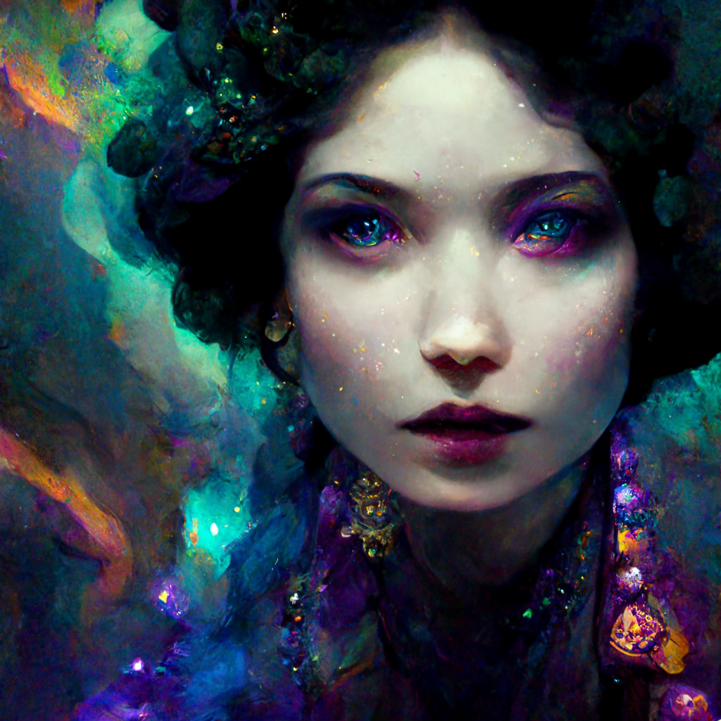 Midjourney prompt: goddess of magic, casting a spell, dre...
