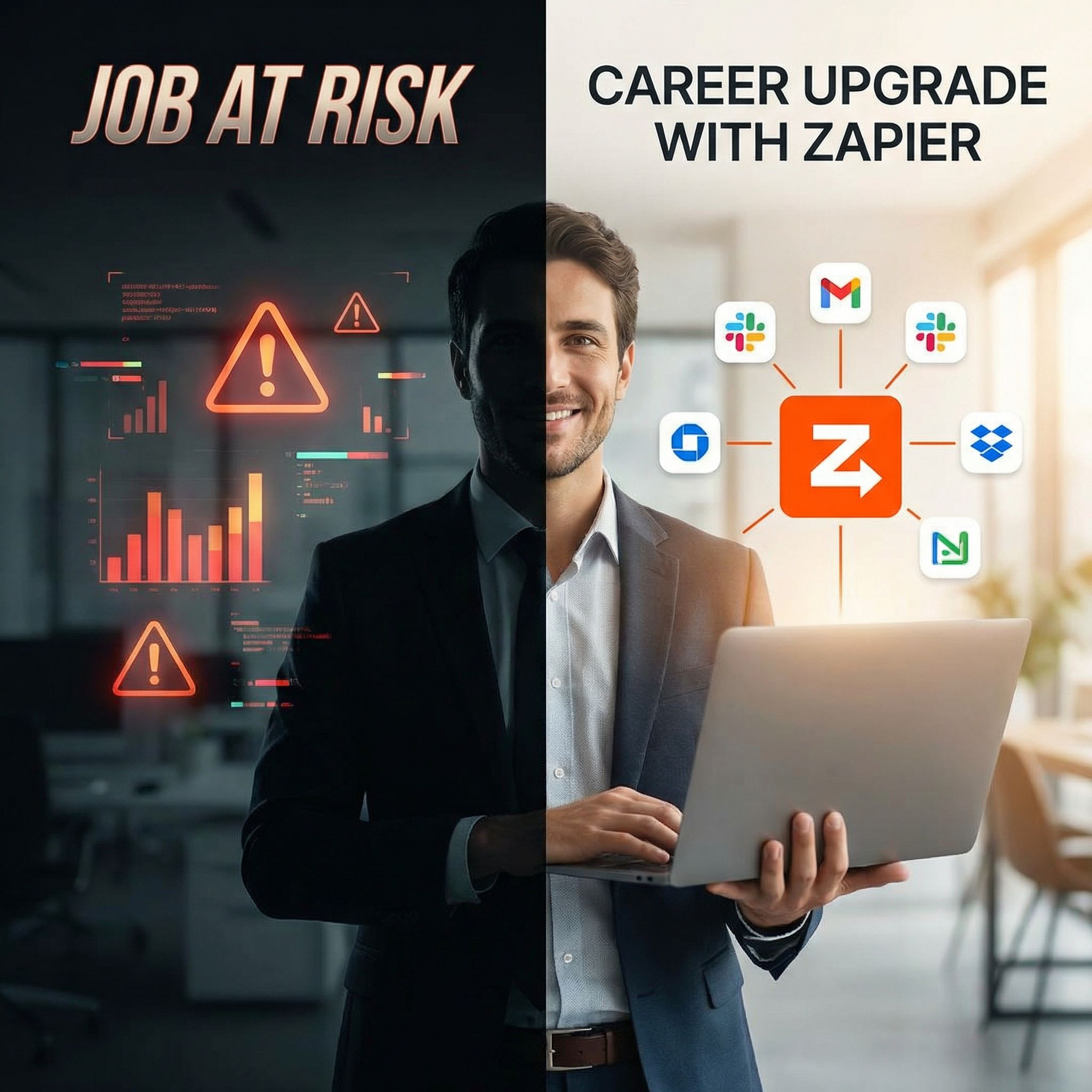 Nano Banana prompt: Split-screen dramatic business scene....