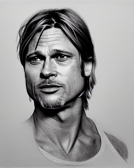 Stable Diffusion prompt: portrait of a mix of Brad Pitt a...